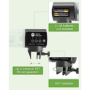 AquaMiracle Automatic Fish Feeder for Aquarium, Fish Feeder Automatic Dispenser with Timer Fish Food Timer Fish Food Vacation Feeder Auto Fish Feeder, for Granules Pallets Strips, Volume Adjustable