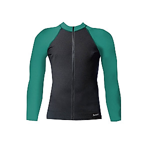 Aeroskin Raglan Long Sleeve Shirt with Color Accents, Fuzzy Collar and Front Zip (Black/Teal, X-Large)