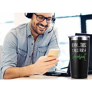 momocici Accountant Gifts.OHH.This Calls for a Spreadsheet 20 OZ Tumbler.Funny Spreadsheet Travel Mug Gift for Accounting Boss Coworker CPA Nerd Men Women(Black)