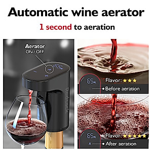 Redsack Electric Wine Decanter Aerator Dispenser Pourer Whiskey Adjustable Quantity Liquor Wine Pump Birthday Gift for Men Women Mom Dad Boss Brother Husband Funny Unique Gifts for Him (Black)