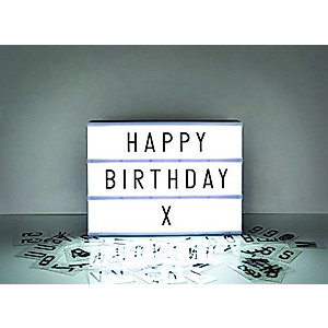 A4 Cinematic Light Box Sign - 105 Letters and Colour Emojis - USB or Battery Operated - USB Cable Included - Vintage Cinema LED Sign