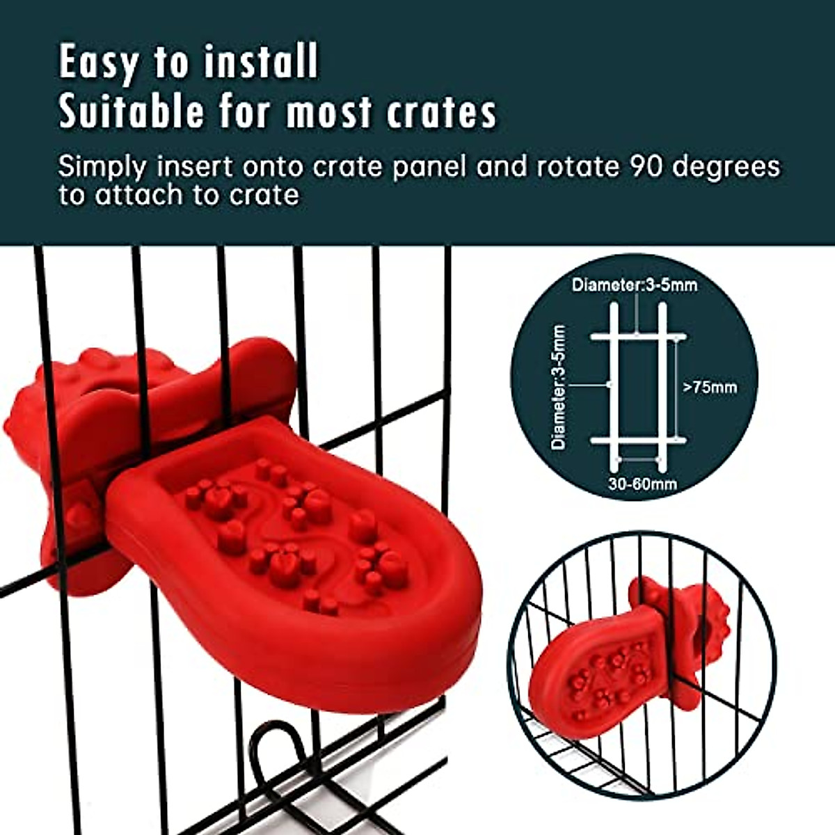 Dog Crate Training Tool Peanut Butter Treat Dispenser Licking Toy for Puppy Behavior Tool Secures to Cage to Help Reduce Anxiety,Stress, Boredom Improved Durable Design Fits All Crates