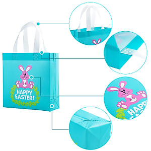 JOYIN 24 Pcs Easter Gift Bags with Handles for Kids, Non Woven Tote Goodie Bags Candy Bags Party Treat Bags for Easter Egg Hunt, Easter Kids Party Favor Supplies
