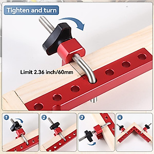 Mikego 90 Degree Clamp, Corner Clamp, Right Angle for Woodworking, 4 Pack 5.5"x 5.5" Aluminum Alloy Woodworking Corner Clamps, for Picture Frame, Cabinet, Drawers with 4 Clamps & Gaskets and Gloves