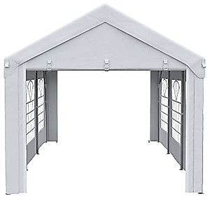 Outsunny 19.7' x 9.7' Heavy Duty Party Tent & Carport with Removable Sidewalls and Double Doors, Large Canopy Tent, Sun Shade Shelter, for Parties, Wedding, Outdoor Events, BBQ, White