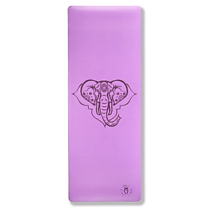 Yoga Mat by Modern Body Extra Thick 6mm for Exercise and Pilates - Purple Elephant- Natural Eco Friendly Rubber, Extra Cushion for Stability and Comfort, Absorbent non-slip grip with 2 carry straps