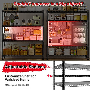 REIBII 4-Tier Storage Shelves Wire Shelving Units and Storage Metal Shelves Adjustable Garage Shelving Heavy Duty Wire Shelf Pantry Shelves for Storage Greenhouse Shelves, 2 Pack 35.5''W*14''D*59''H