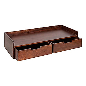 Kate and Laurel Kitt Modern Floating Shelf with Drawers, 28 x 12 x 6.5 inches, Dark Walnut Brown, Chic Floating Storage Console Table or Desk for Wall