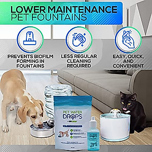 Pet Water Drops - Dog and Cat Water Additive for Dental and Oral Care - Prevents Pets Water Bowl and Dispenser Fountain Slime - for Fresh Breath and Cleaner, Healthy Teeth