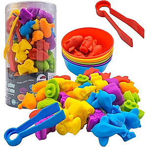 UNIQUE KIDS Counting Educational Learning Toy Set with Sorting Cups – Fun Color Classification and Math Training Game for Toddlers and Preschoolers Ages 3 and Up (Transport Vehicles)