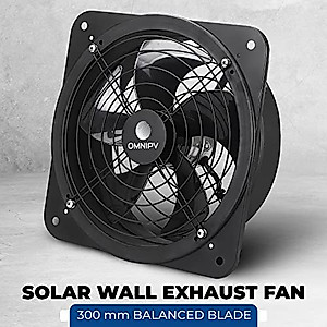 OmniPV Solar Powered Wall Mount Exhaust Fan, 35 Watt (for Home, Garage, Workshop, Greenhouse, RV, Outdoor Garden, etc.)