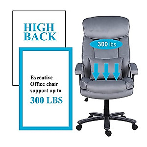 Dreamsir Ergonomic High Back Executive Office Chair 400lbs, Adjustable Height Rocking Swivel Computer Desk Chair for Heavy Tall People, Thick Padding Headrest and Armrest (Gray)