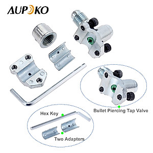 Aupoko A/C Retrofit Valve Kit, Retrofit Valve with Dust Cap Convert, BPV31 Bullet Piercing Tap Valve Line Tap Valve Kit, Fits for HVAC Refrigerant System R12 R22 R502 R134A
