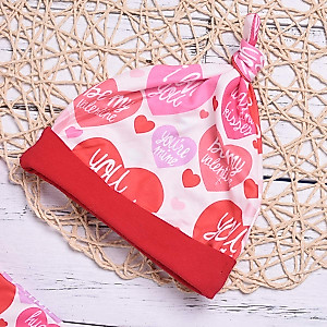 Sasaerucure 4PCS Valentine's Day Outfit Baby Girl Boy Infants My First Valentine's Day Long Sleeve Romper Pants Hat Headband Set (Daddy's Little Valentine, 0-3 Months)