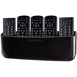 TotalMount Hole-Free Remote Holder – Eliminates the Need to Drill Holes in Your Wall (Premium Black Remote Control Holder for 5 or 6 Remotes)