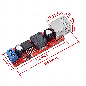 DAOKI 5Pcs Dual USB Step-Down Power Module LM2596 Double USB Step-Down Converter Module DC 6V-40V to 5V 3A Double USB Charge DC-DC 9V/12V/24V/36V to 5V USB 3A