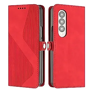 Protective FILP case Wallet Case for Samsung Galaxy Z Fold 4, Compatible with Samsung Galaxy Z Fold 4 Case [TPU Shockproof Interior Case] PU Leather Case with Magnetic Flip Cover nonmetallic Cover (C