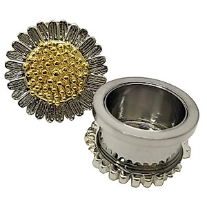 Stainless Steel Sunflower Ear Plugs - Quality Screw-On Gauges - 6 Sizes - Pair - New! (0 Gauge (8mm))