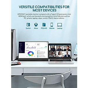 UPERFECT Portable Monitor 17.3’’ 1080P, Frameless Portable Screen IPS HDR Eyecare USB C Gaming Monitor 1920X1080 with VESA, Ultra-Wide & Lightweight Extended Monitor