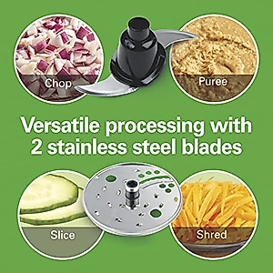 Hamilton Beach Big Mouth Duo Plus 12 Cup Food Processor & Vegetable Chopper with Additional Mini 4 Cup Bowl, Black (70580)