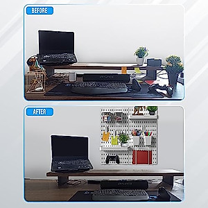 BeyondNovelties Pegboard Wall Organizer, Peg Board set Containing Pegboard x4 and 16 Accessories, Peg Boards for Walls, Office Wall Organizer, Keys Holder on Wall, Office Storage, 22"x22"