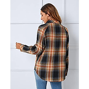 Blooming Jelly Womens Long Sleeve Shirts Flannel Plaid Tops 2023 Button Down Casual Fall Outfits Shacket(Large, Plaid)