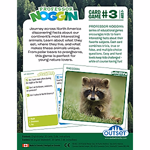 Professor Noggin's Wildlife of North America Trivia Card Game - an Educational Based Card Game for Kids - Trivia, True or False, and Multiple Choice - Ages 7+ - Contains 30 Cards