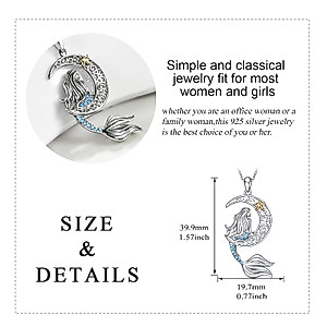 YAFEINI Mermaid Necklace for Women Little Mermaid Gifts Mermaid Jewelry for Women Sterling Silver Necklace with Mermaid Pendant