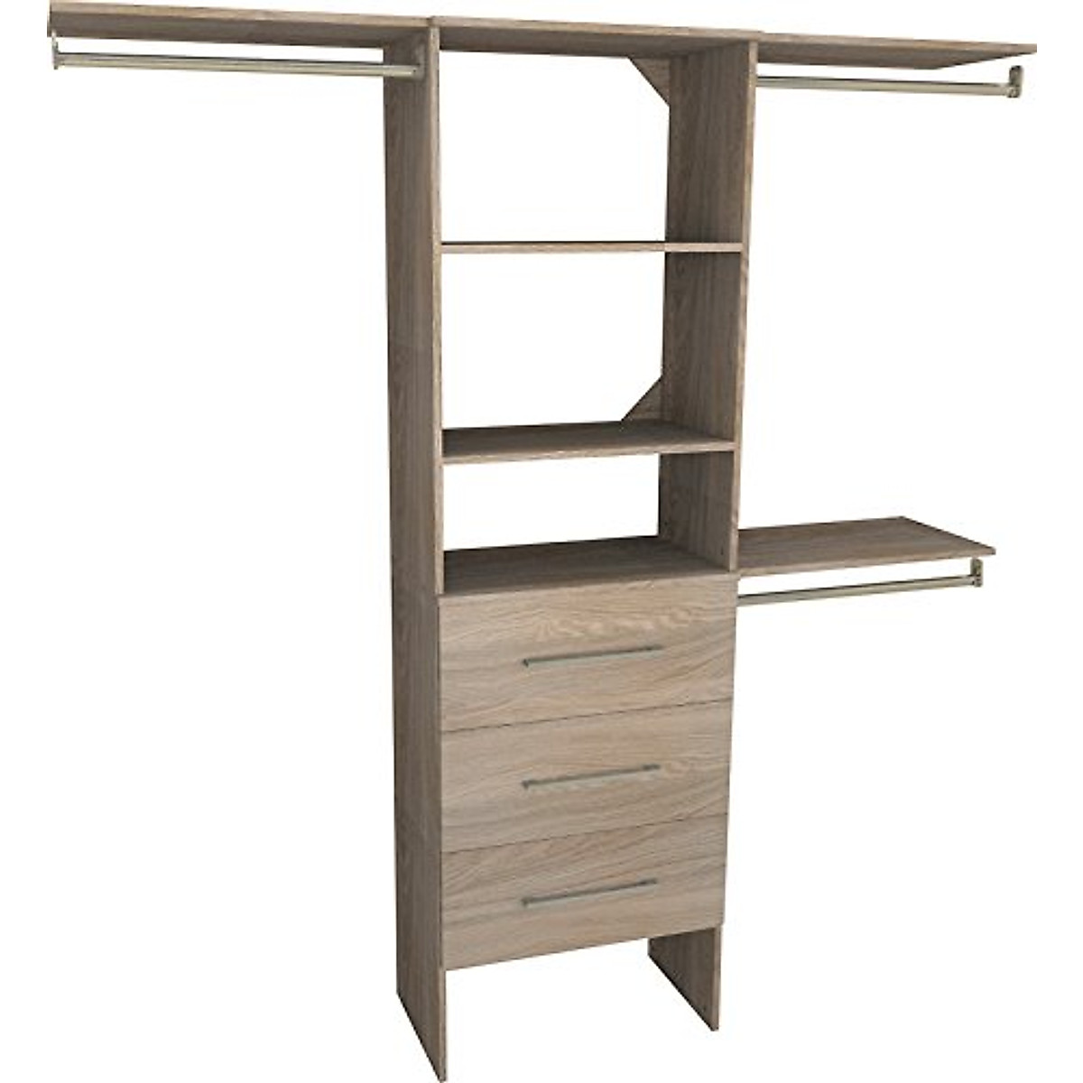 ClosetMaid 1936040 SuiteSymphony Modern 25-Inch Closet Organizer with Shelves and 3-Drawers, Natural Gray