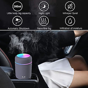 Cool Mini Humidifier, USB Personal Desktop Colorful Cool Mist Humidifiers for Bedroom, Car, Office, etc. Auto Shut-Off, 2 Adjustable Mist Modes, Super Quiet (Navy)