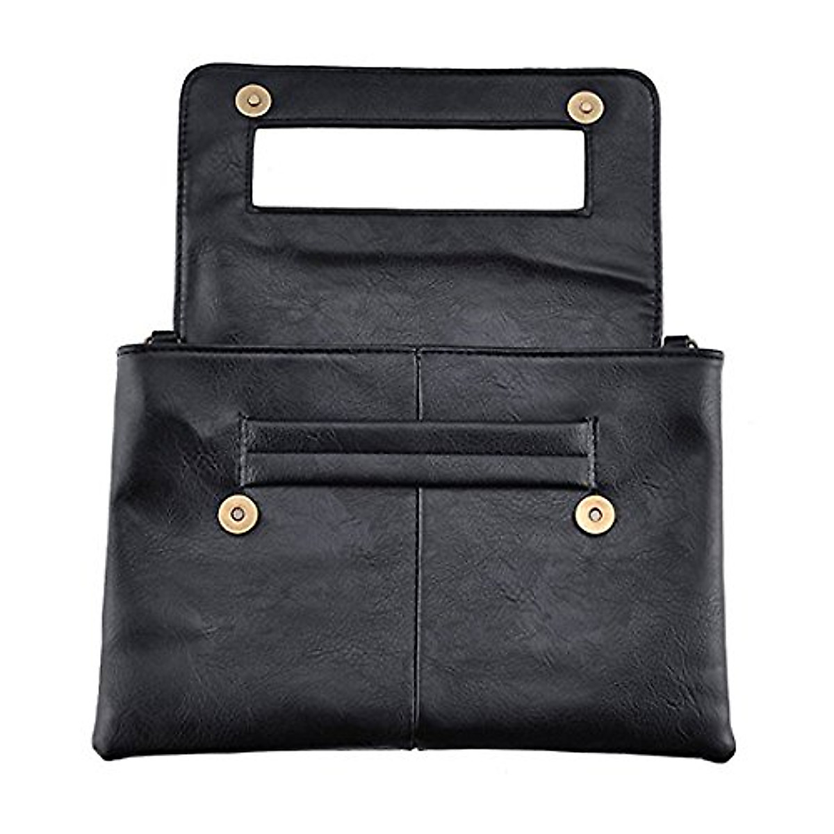 Yatemiole Womens Leather Envelope Clutch Handbag with Shoulder Strap (Black)