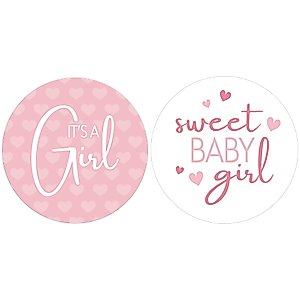Pink It’s a Girl Baby Shower Stickers, Sweet Baby Girl Baby Shower Party Favor Bag Labels - 40 Count