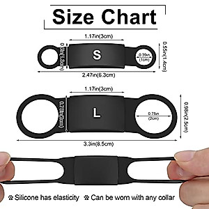 Atdesk Personalized Dog Tags, Slide On Pet ID Tag, Engraved Stainless Steel Cat Collar Tag, No Jingle Dog Name Tag Silent Pet Identification Tags(Large Black)