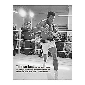 Muhammad Ali-"I'm So Fast"-Motivational Quotes Wall Art-8 x 10" Vintage Boxing Photo Poster Print-Ready to Frame. Inspirational Home-Gym-Office-Man Cave Decor. Perfect Gift for Ali & All Boxing Fans!