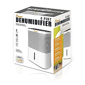 Crane Dehumidifier, Compact Portable Design, Effective Moisture Removal up to 300 Sq. Feet, 0.5 Gallon – 2 Liter Water Tank, White