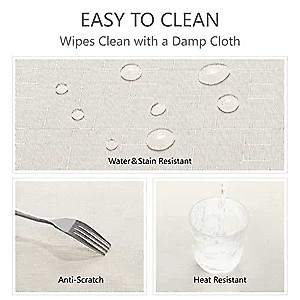 Veblandy Rectangle Tablecloth 52x70 inch Linen Textured Waterproof Table Cloth Stain and Wrinkle Resistant Washable, Decorative Fabric Table Cover for Outdoor and Indoor Use, Ivory