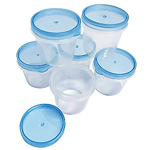 STRAWZY - 6 Sets, 1.2 OZ Reusable and Salad Dressing Container and Condiment Containers, Baby Food Storage Containers Microwave & Dishwasher Safe