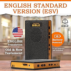 Talking Bible - Electronic Holy Bible Audio Player in English for Seniors, Kids and The Blind, Battery Powered, ESV (English Standard Version), Black