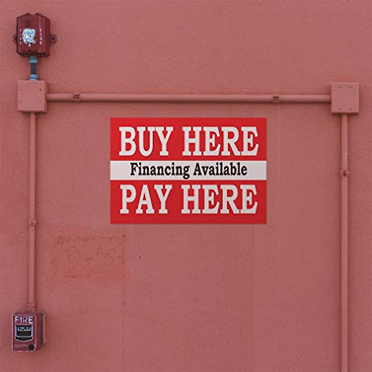 Decal Stickers Multiple Sizes Buy Here Pay Financing Available Red Industrial Vinyl Safety Sign Label Business 36x24Inches