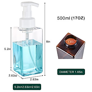 OFODE 17oz Foaming Soap Dispenser with Pump for Shampoo Body Wash Dish Liquid Soap Refillable Plastic Empty Foaming Hand Soap Dispenser with Lables for Kitchen Sink Bathroom Clear 4Pack