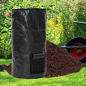 Compost Bin Bags 34 Gallon Garden Compost Bags Outdoor Reusable,Organic Waste Kitchen Garden Yard Compost Bag Collapsible Leaf Lawn Bags Gardening Container (Black 2pcs)