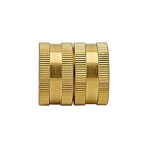 HYDRO MASTER Brass Garden Hose Adapter Double Female Quick Connector 3/4 Inch Solid Brass 2 Pack