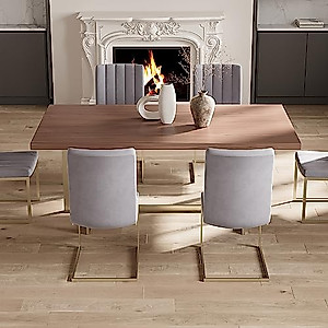 FDFK 5 Piece Kitchen Dining Room Table Set with 1 Walnut Veneer Top Rectangle Dining Table and Dining Chairs Set of 4 for Dining Room,Restaurant(Gray)