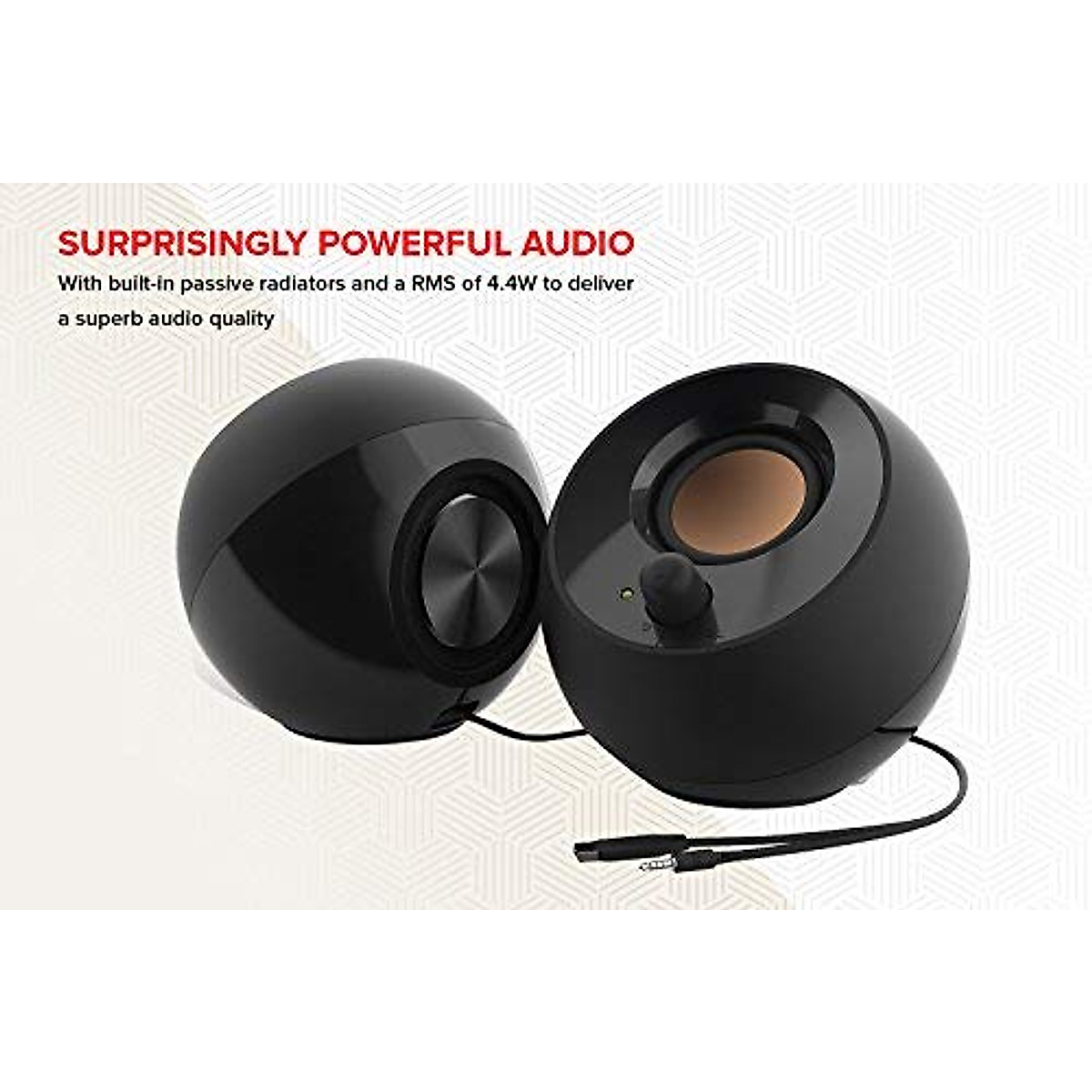 Creative Pebble 2.0 USB-Powered Desktop Speakers with Far-Field Drivers and Passive Radiators for PCs and Laptops (White)