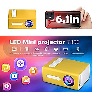 Portable USB LED TF AV 0.38x0.28in HD HDMI Mini Projector 1080P Cinema Home Projector Air Fresheners for Car Ice (B, One Size)