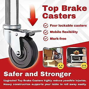 DuraSteel Food Prep Stainless Steel Table - 24 x 30 Inch Metal Table Cart - Commercial Workbench with Caster Wheel - NSF Certified - For Restaurant, Warehouse, Home, Kitchen, Garage, Chrome