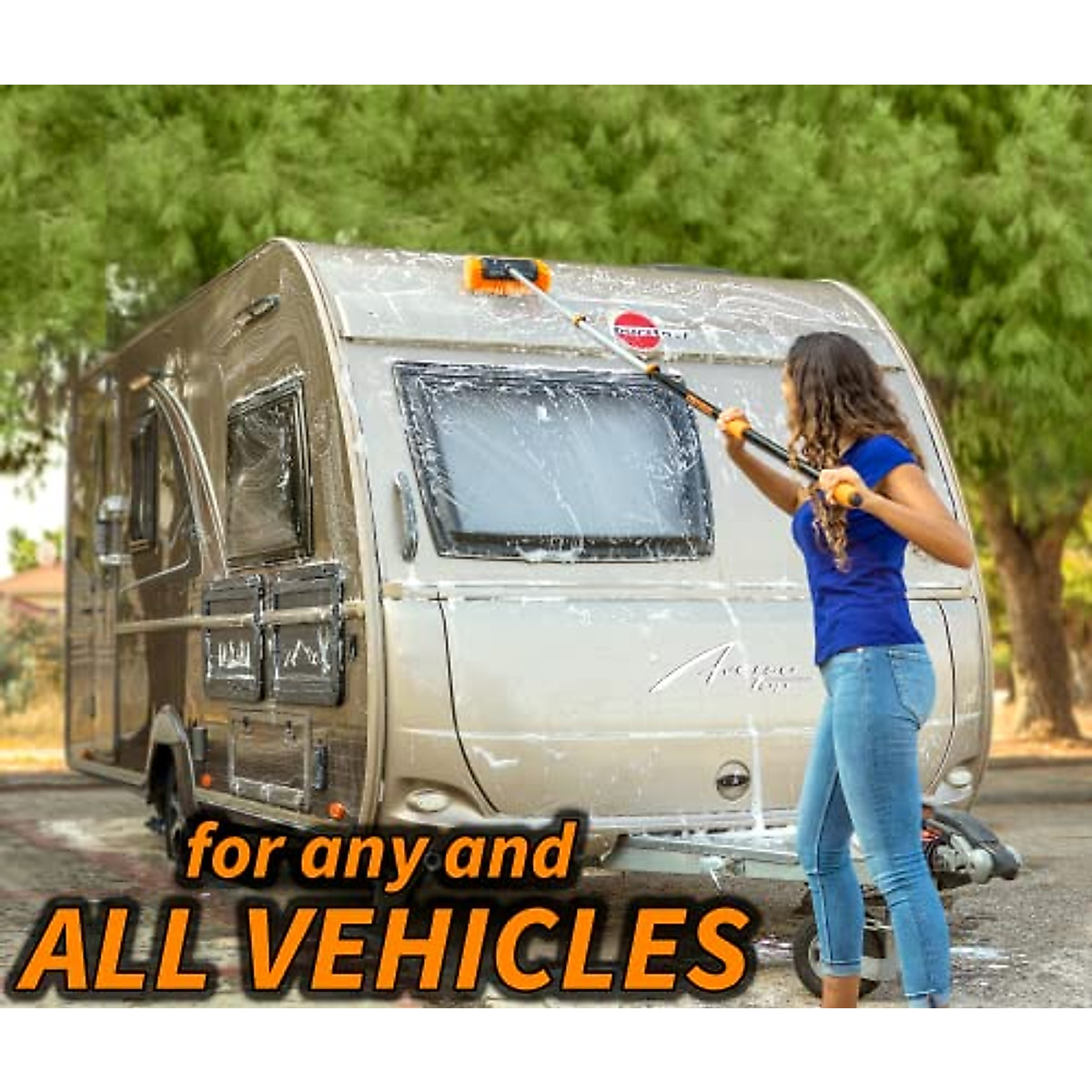 Car Wash Kit with 5-12 ft Extension Pole // Car Washing Brushes Set with Telescopic pole // Microfiber Wash Mop // Soft Wash Brush and Car Wash Tools // The Ultimate RV, Truck Washing Kit