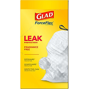 Glad ForceFlex Tall Kitchen Drawstring Trash Bags, 13 Gallon, 45 Count (Package May Vary)
