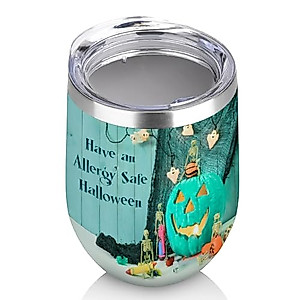 silichee 20 Oz Stainless Steel Wine Tumbler with Lid Pumpkin Jack Lantern Message O Insulated Tumblers Vacuum Coffee Mugs for Hot and Cold Drinks,Coffee,Wine