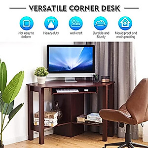 MJWDP Wooden Corner Desk with Drawers Computer Computer Desk Study Home Office Writing Study Desk